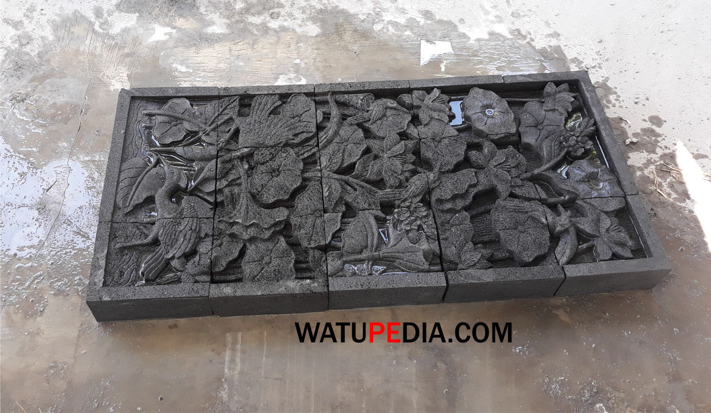 Relief batu candi motif flora fauna - WATUPEDIA STONE ART