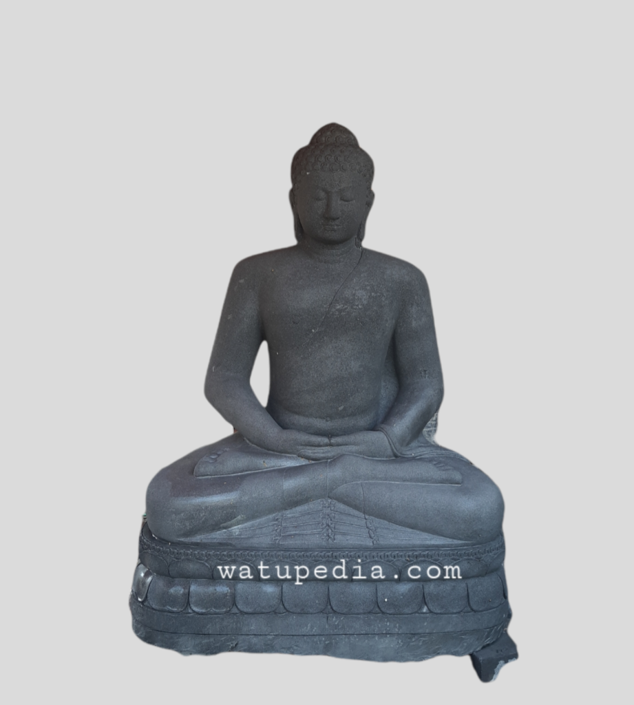 Patung Budha 2 meter batu Merapi - WATUPEDIA STONE ART
